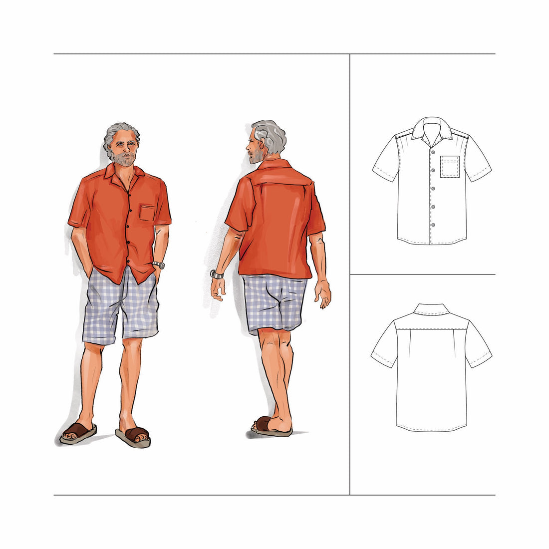 Top Men's Camp Collar Shirt Sewing Pattern - Perfect Gift for The Man ...